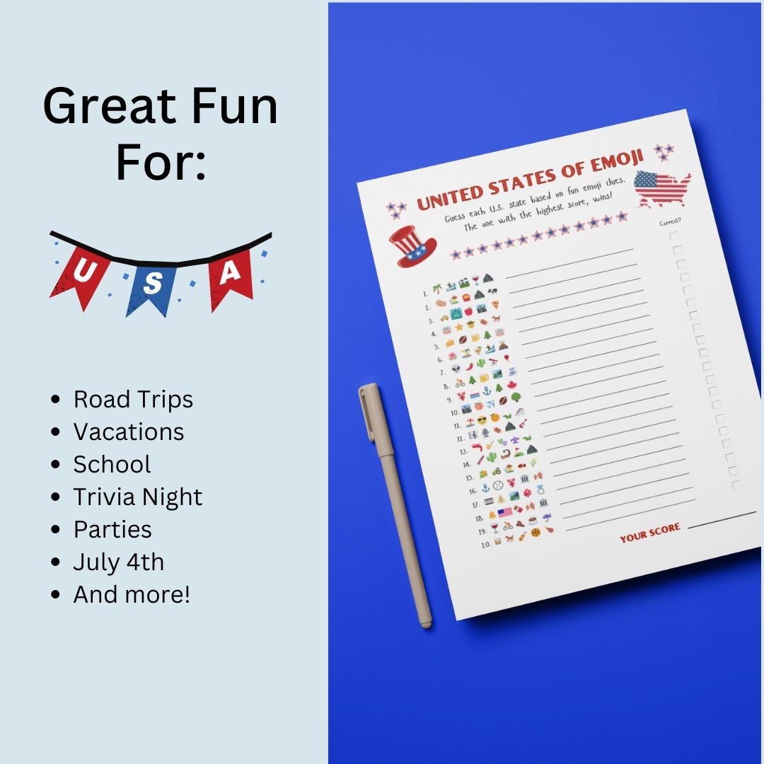 United States of Emoji Game, USA Game, United States Trivia, Emoji ...