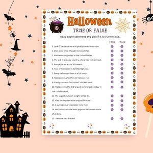 Halloween True or False Game Printable, Halloween Activities, Halloween ...