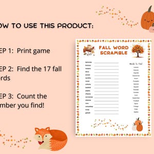 Fall Word Scramble Printable, Kids Fall Activity, Fall Activities, Kids ...