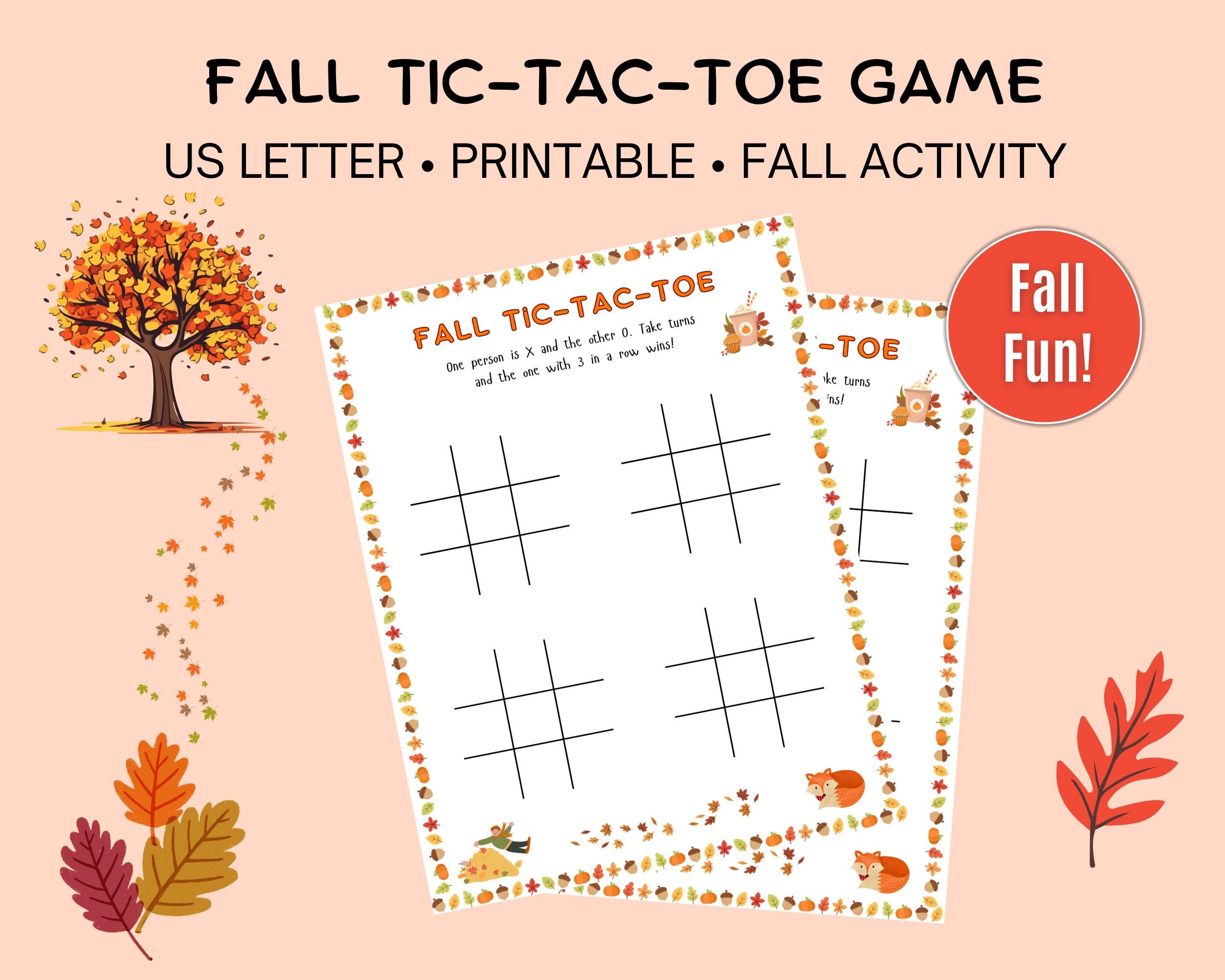 Fall Tic-tac-toe Game, Printable Fall Games, Autumn Games, Kids Games ...