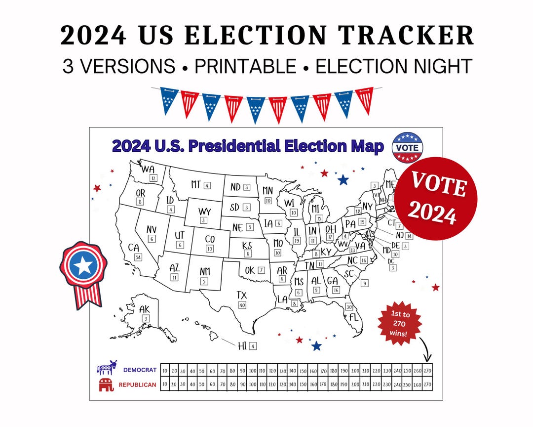 2024 Presidential Election Map, Electoral College Map, Election Night ...