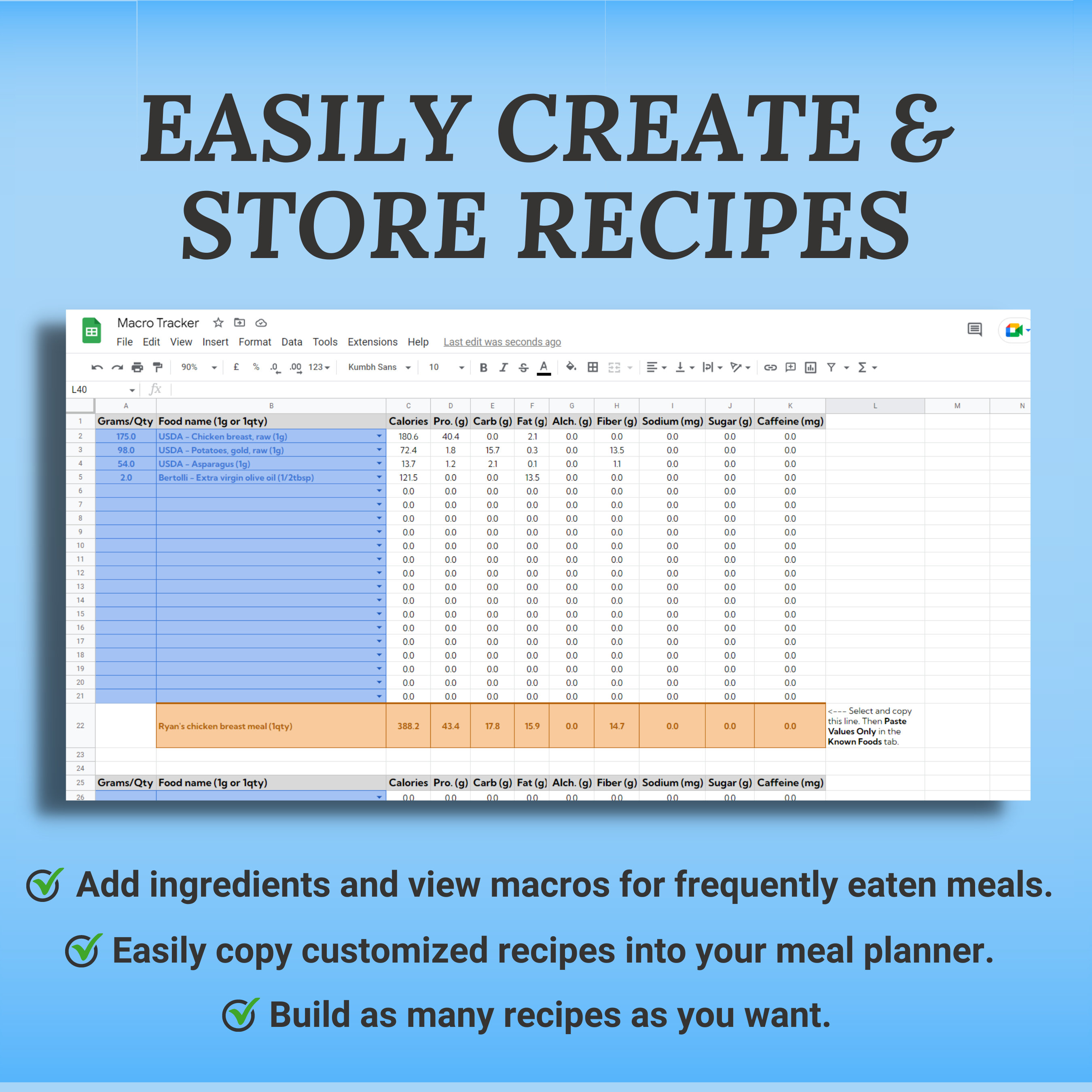 Weight Loss & Macro Tracker Spreadsheet for Google Sheets | Digital ...