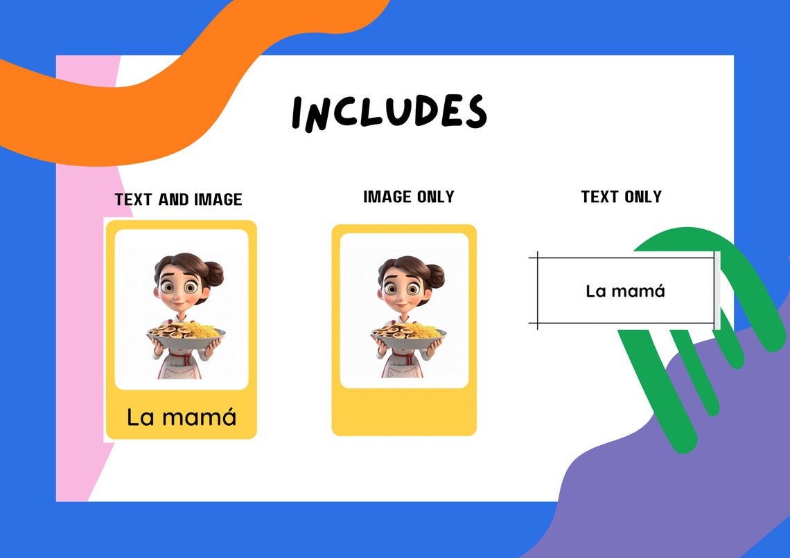 50 My First Spanish Words BIG Flash Cards Words Printable Digital for ...