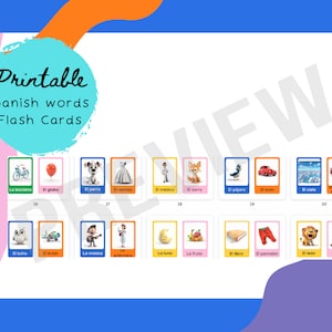 50 My First Spanish Words BIG Flash Cards Words Printable Digital for ...