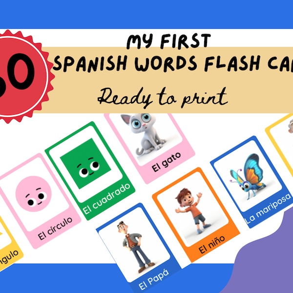 Spanish Kids Flash Cards - Etsy