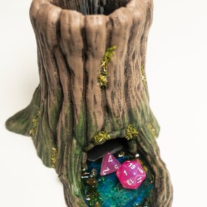 Dnd Druid Tree Stump Dice Tower Hand Painted With Resin Pool - Etsy