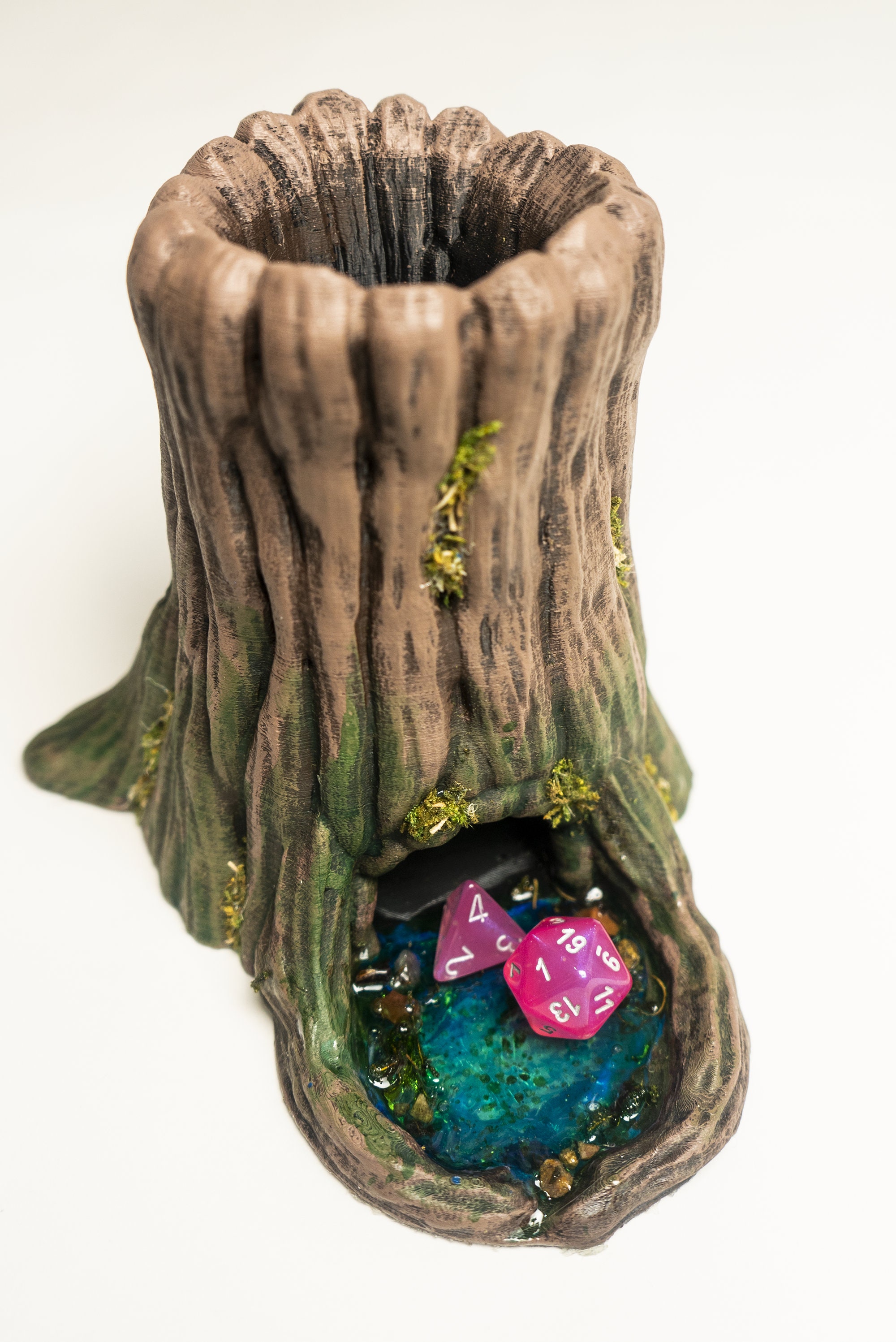 Dnd Druid Tree Stump Dice Tower Hand Painted With Resin Pool - Etsy