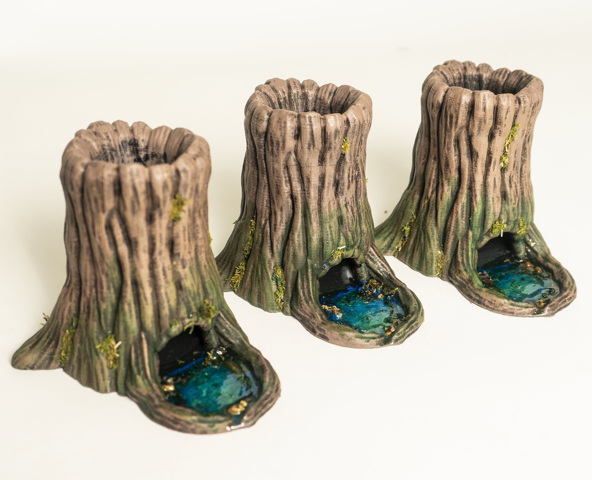 Dnd Druid Tree Stump Dice Tower Hand Painted With Resin Pool - Etsy