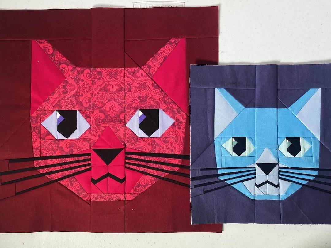 Cute Cat FPP Quilt Pattern Square - Etsy