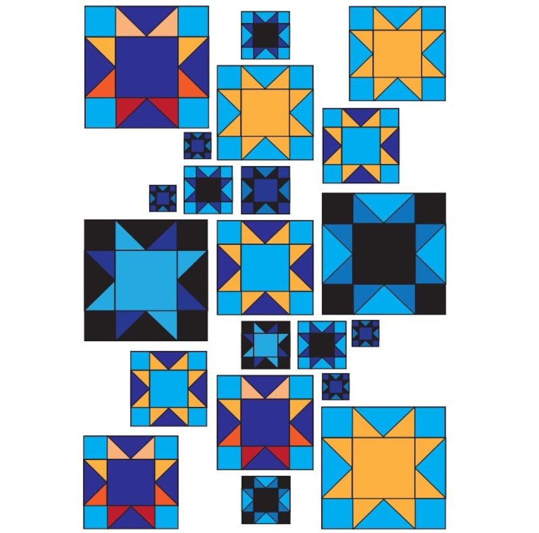 Sawtooth Square Quilt Pattern 3" 4" 5" 6" 7" 8"- Easy FPP (foundation ...