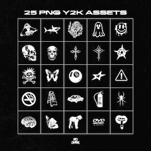 Clothing Brand Streetwear Y2K Icons Symbols | 25 Assets for Logos ...