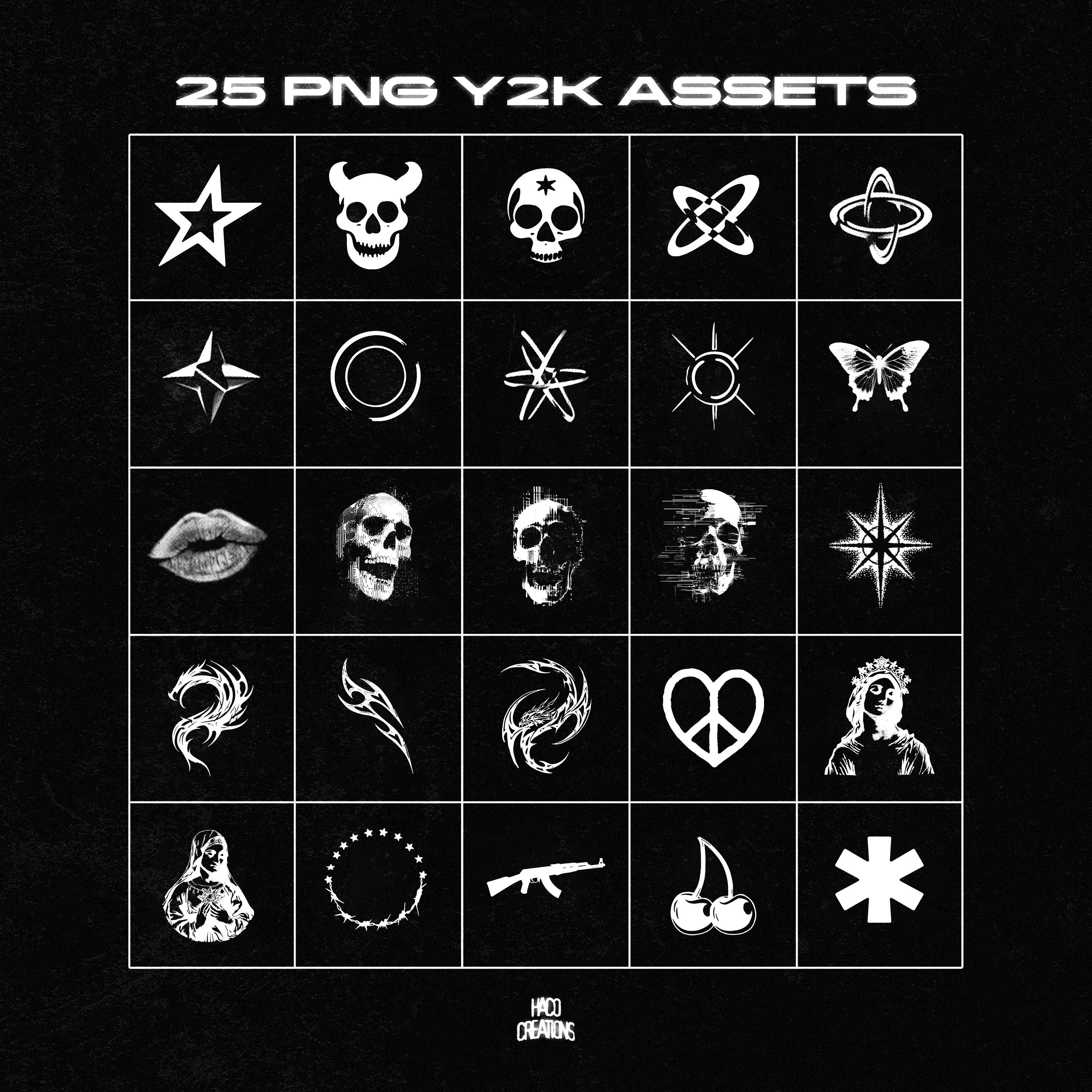 Y2K Streetwear Aesthetic Icons & Symbols | 25 Assets for Logos ...