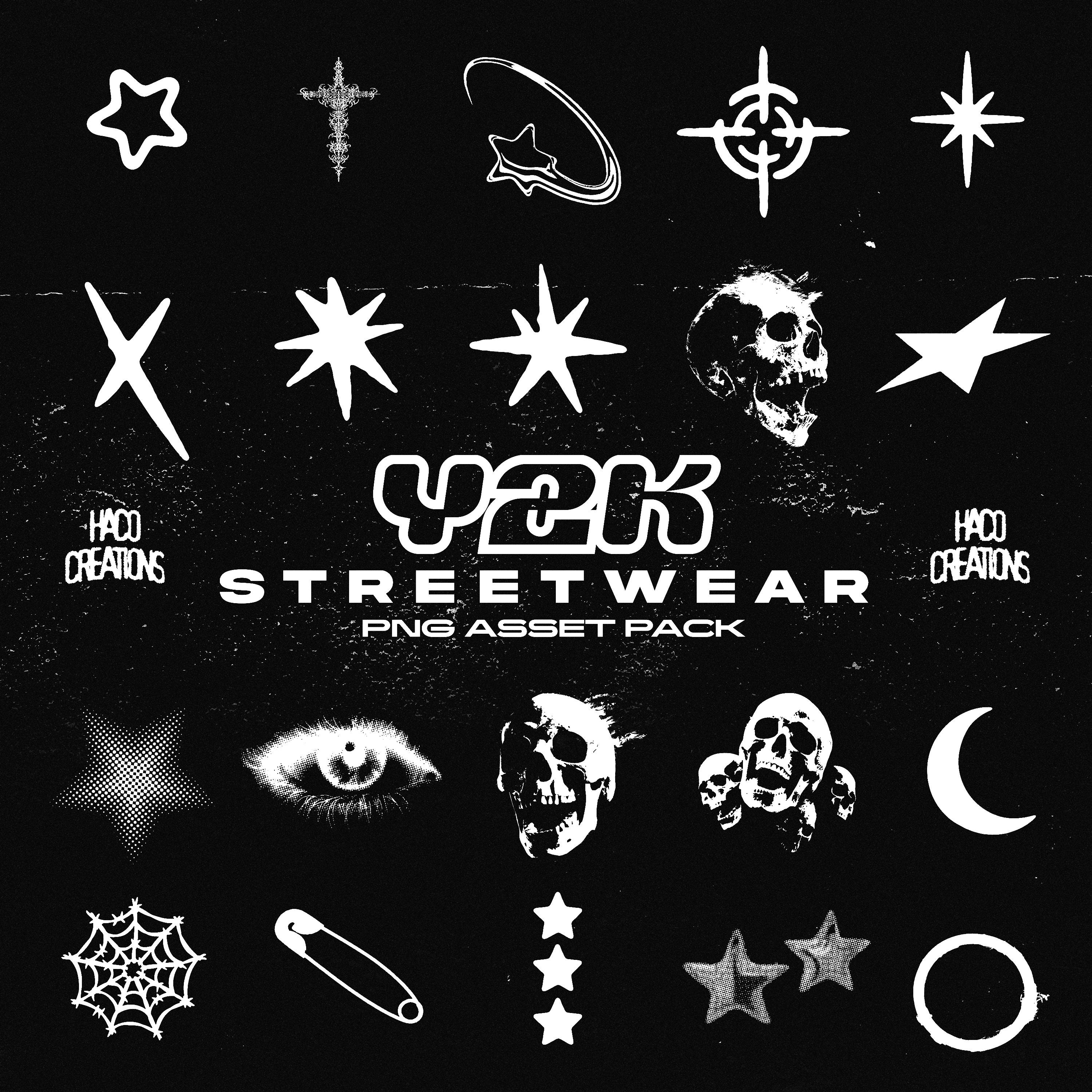 Y2K Streetwear Aesthetic Icons & Symbols | 25 Assets for Logos ...