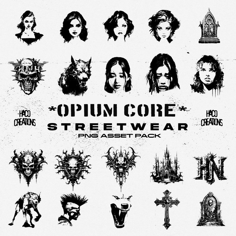 Opium Streetwear Y2K Icons & Symbols | 25 Assets for Logos | Clothing ...