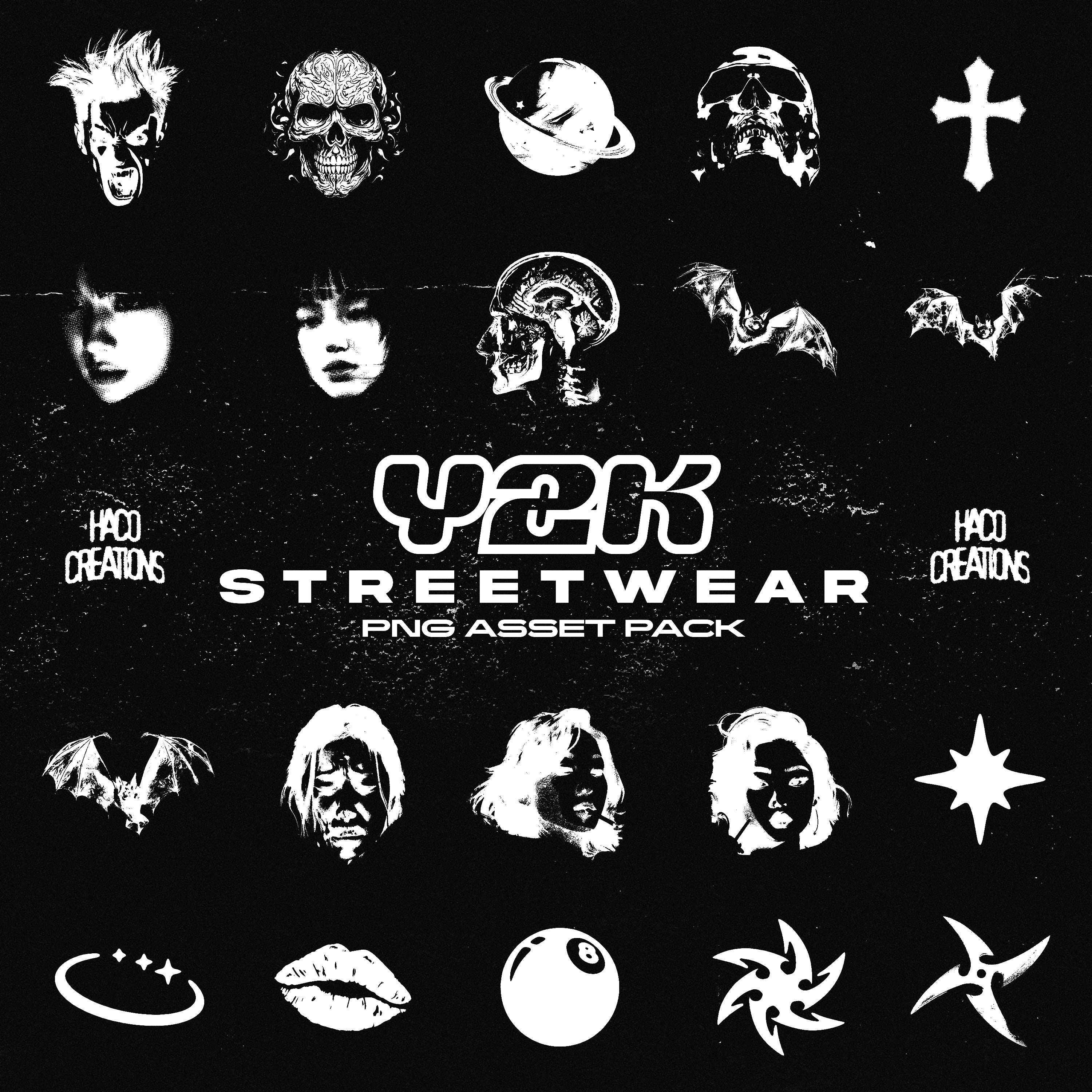 Gothic Streetwear Y2K Icons & Symbols | 25 Assets for Logos | Clothing ...