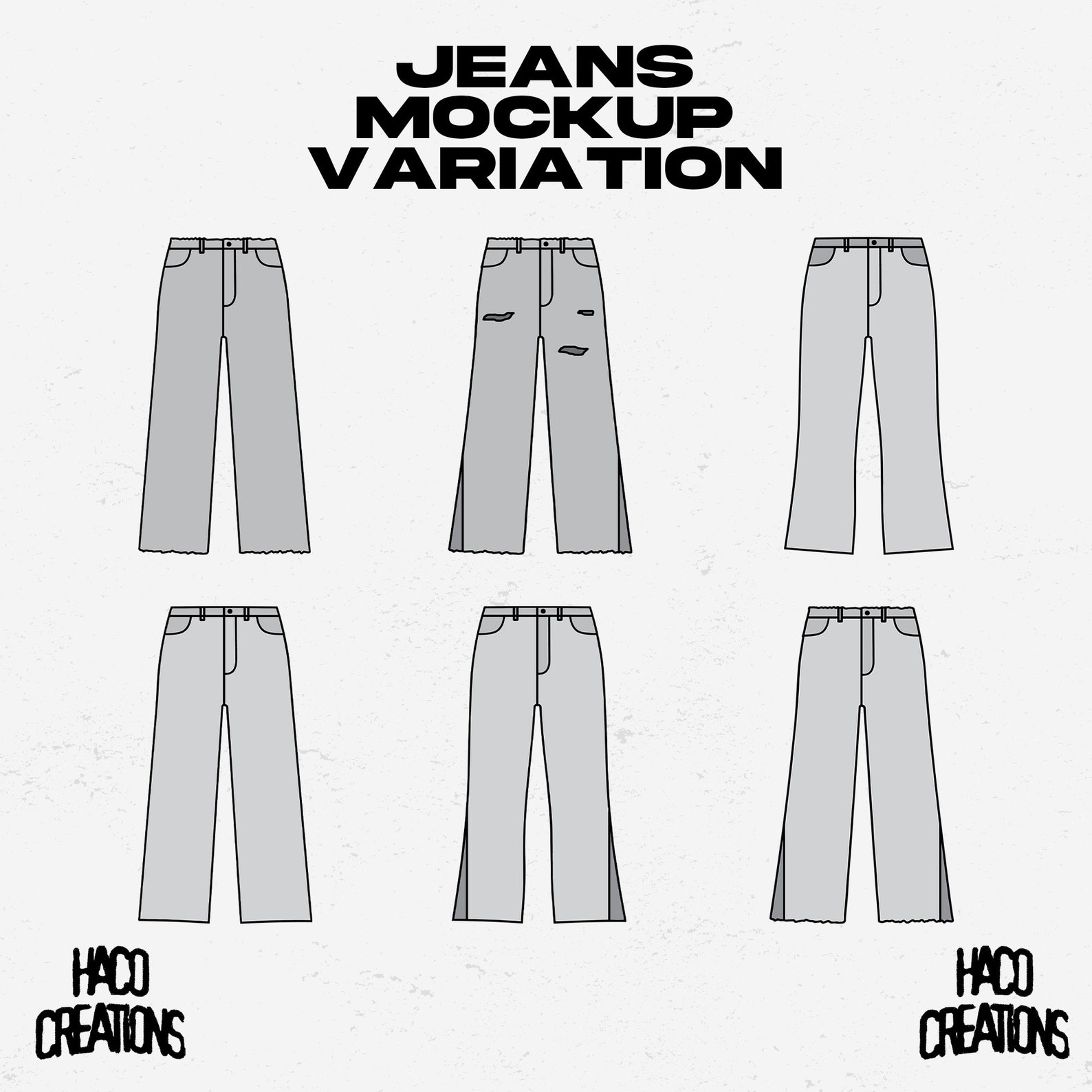 Streetwear Flared Jeans Vector Mockup Template for Clothing Designers ...