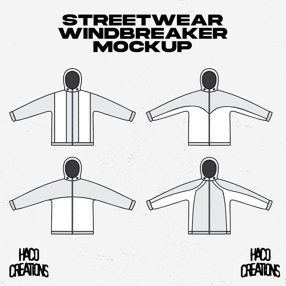 Streetwear Windbreaker Vector Mockup Template for Clothing Designers ...