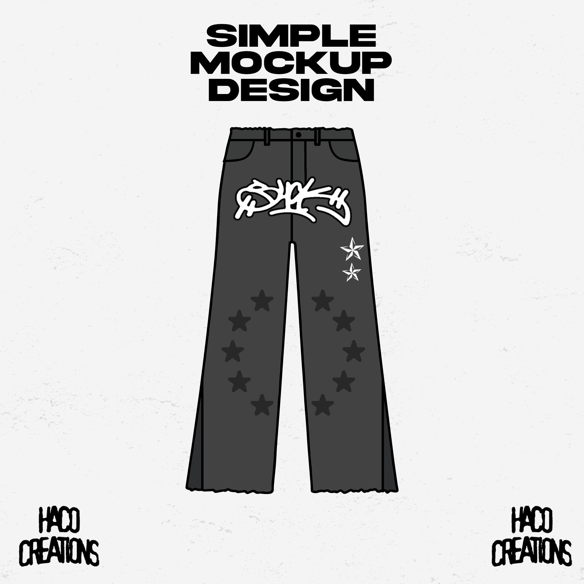 Streetwear Flared Jeans Vector Mockup Template for Clothing Designers ...