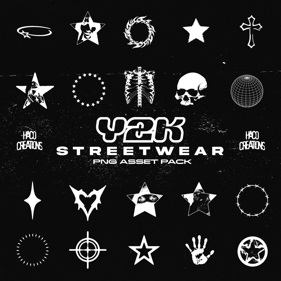 Y2K Streetwear Aesthetic Icons & Symbols | 25 Assets for Logos ...