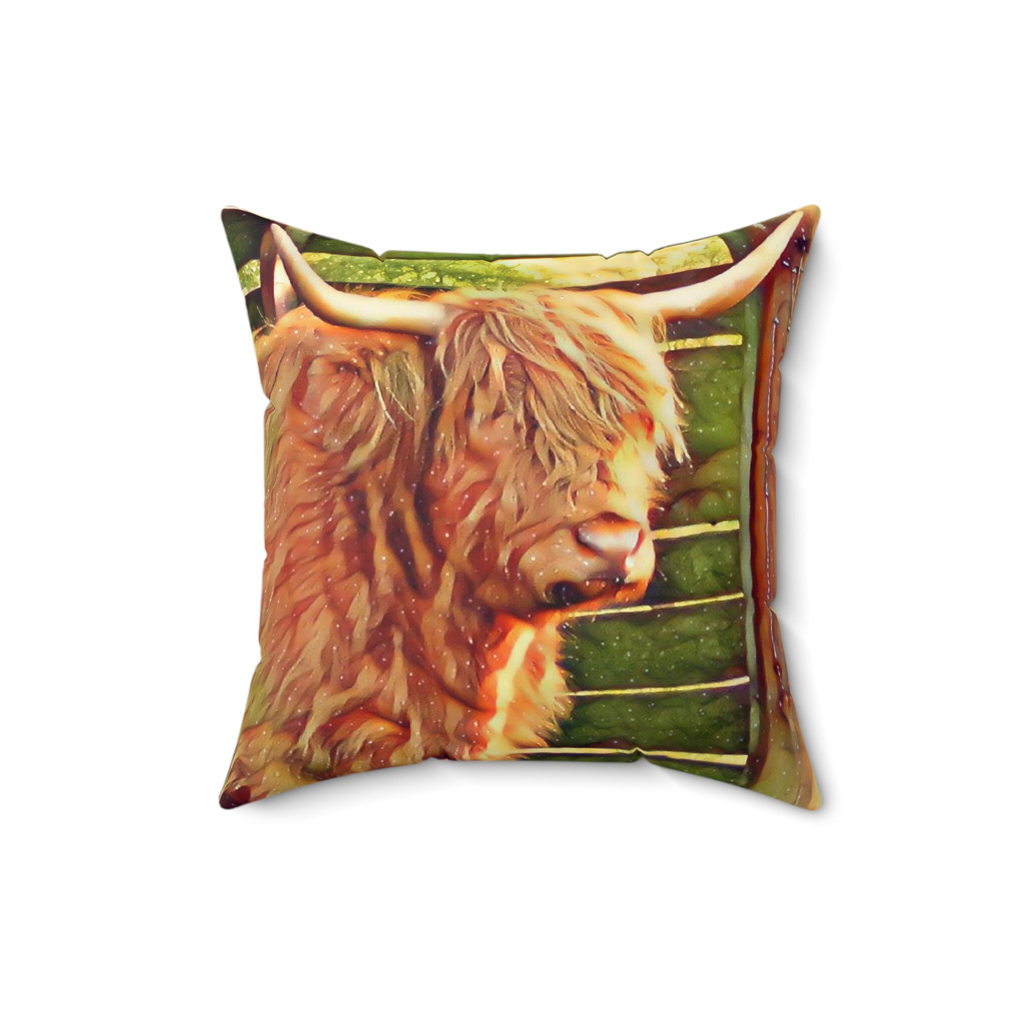 Highland Cow Scotland Faux Suede Square Pillow - Etsy