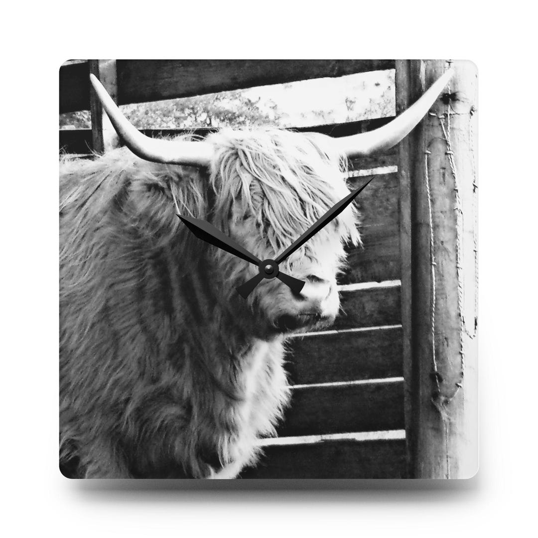 Highland Cow Acrylic Wall Clock - Etsy