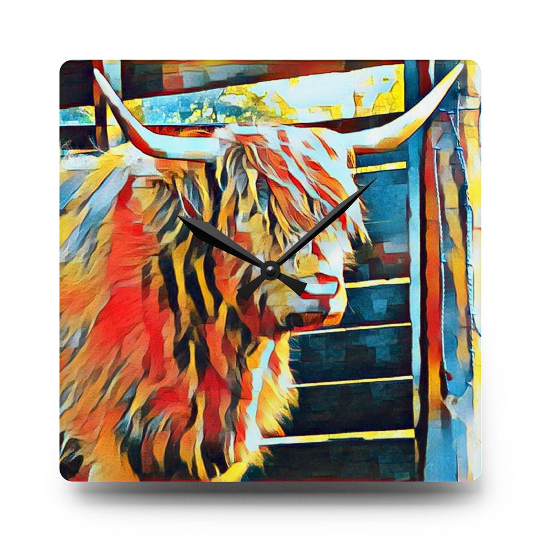 Highland Cow Acrylic Wall Clock - Etsy