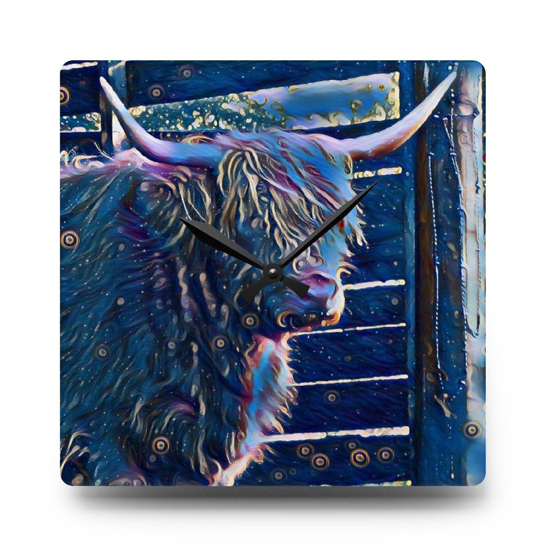 Highland Cow Acrylic Wall Clock - Etsy