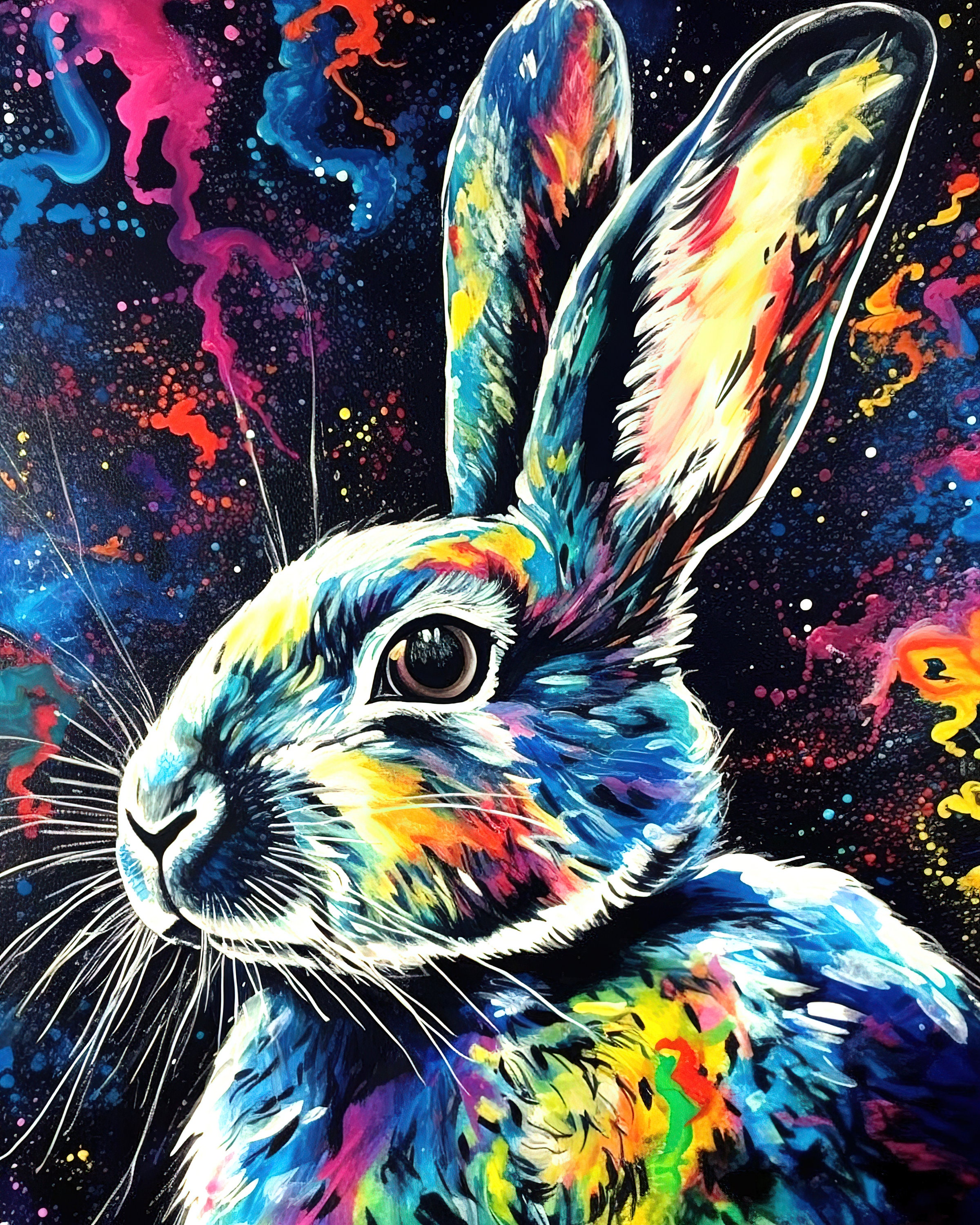 Psychedelic Trippy Bunny Poster Alice in Wonderland Print for - Etsy