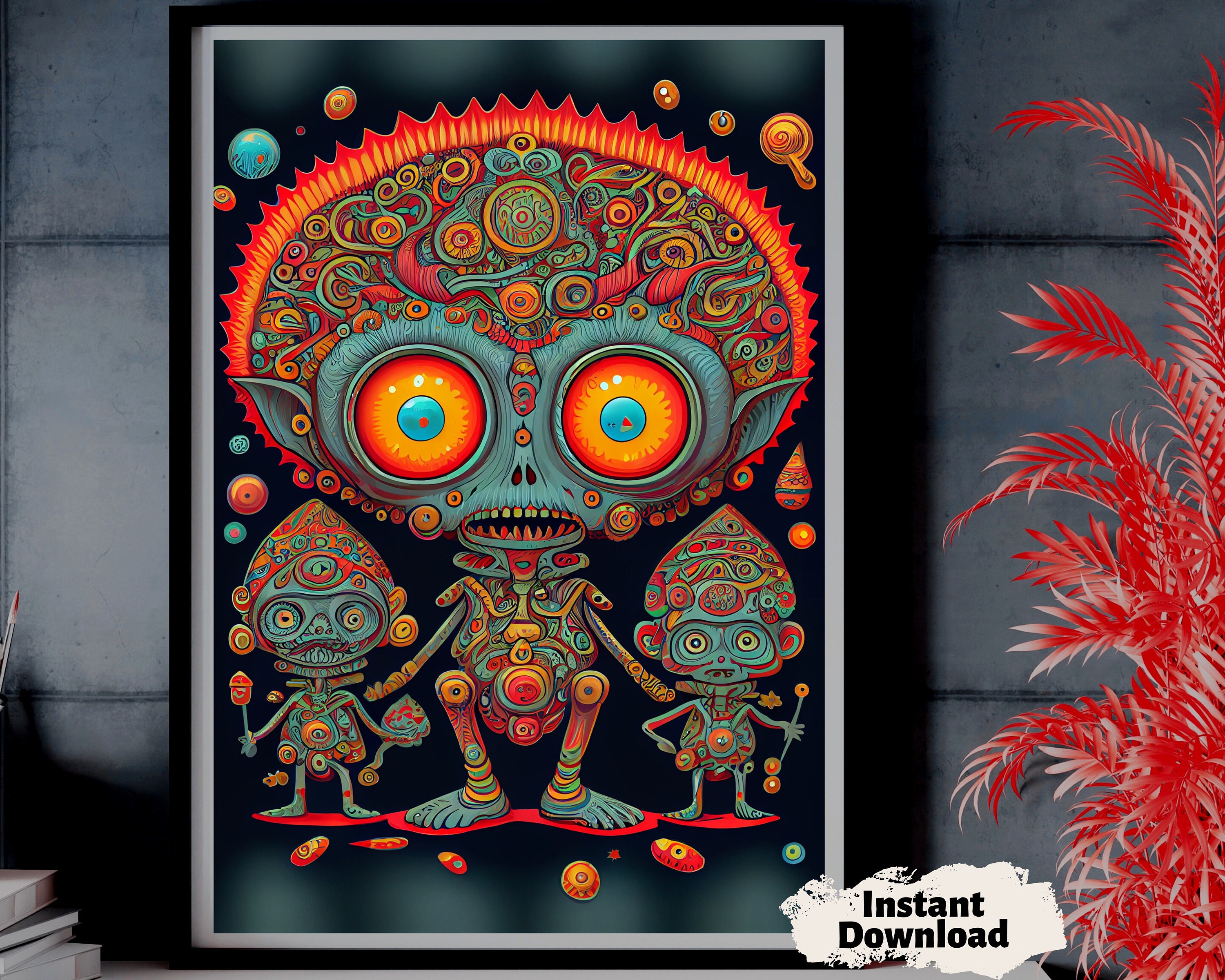Trippy Mushroom Monster Art Print: Psychedelic Visionary Poster ...