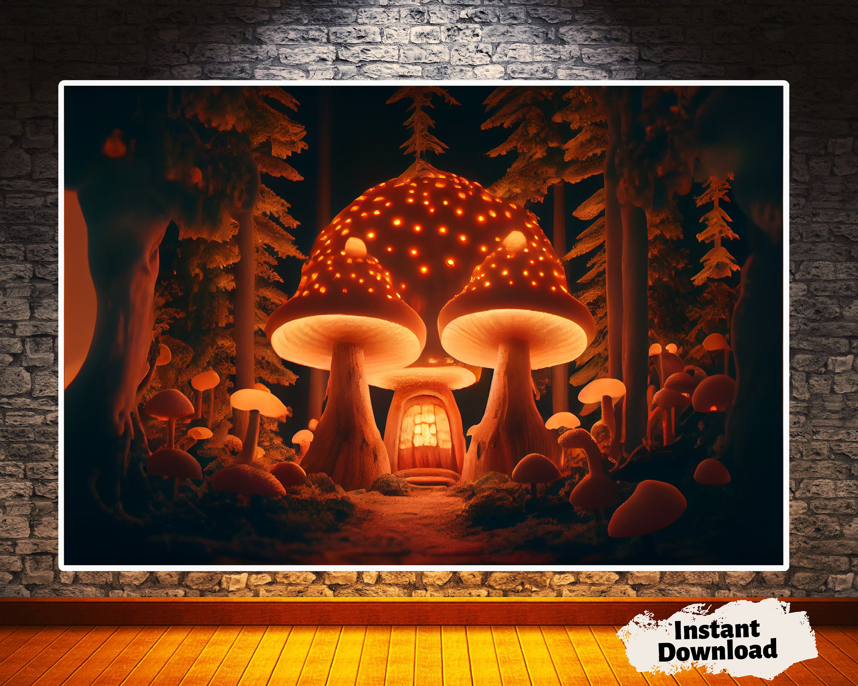 Giant Mushroom Forest Printable Download Digital Poster Instant ...