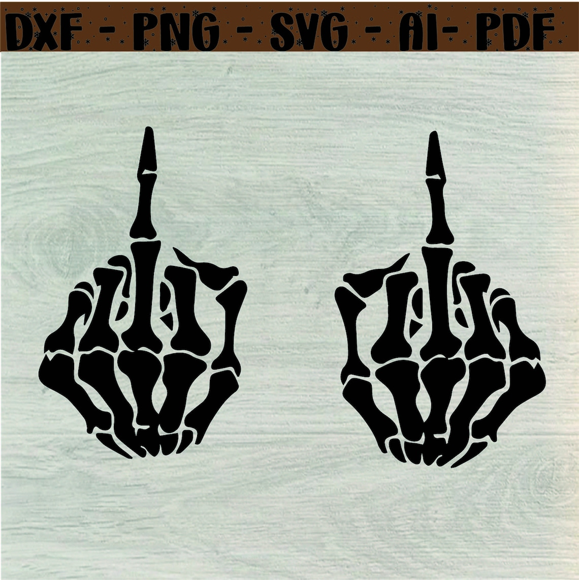Skeleton Middle Finger, SVG Vector Cut File and PNG Transparent ...