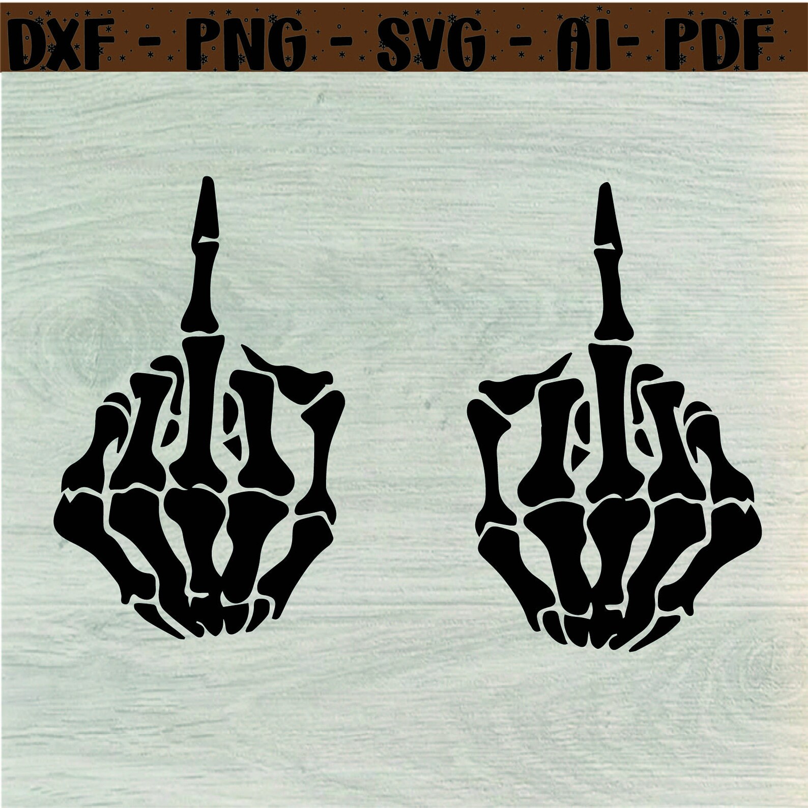 Skeleton Middle Finger, SVG Vector Cut File and PNG Transparent ...
