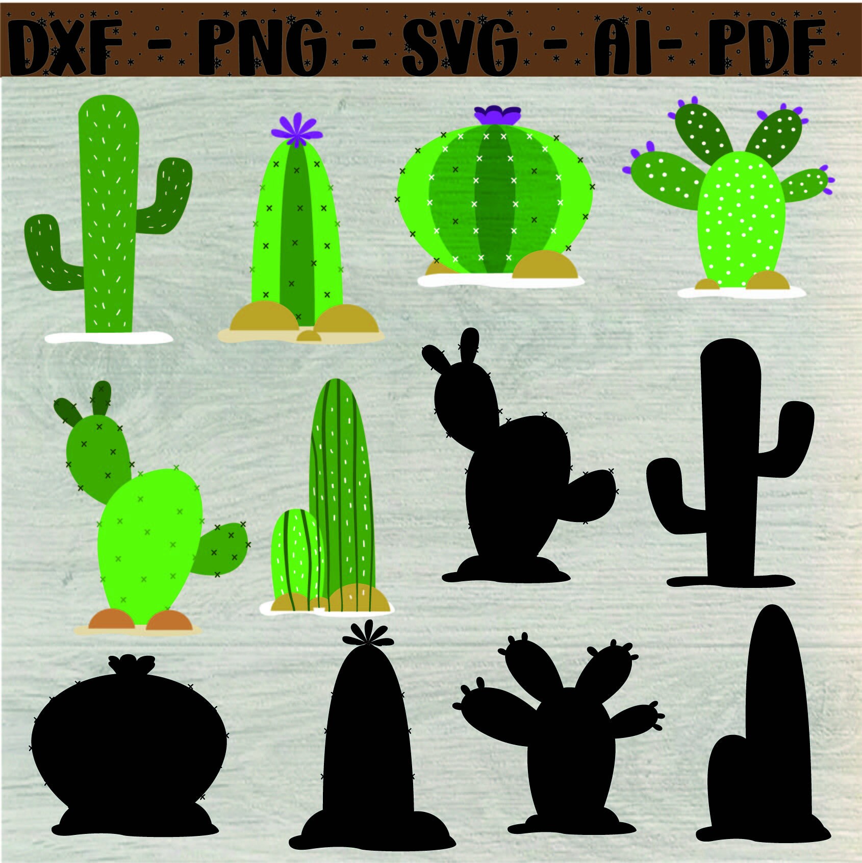 Cactus Svg Bundle Cricut Cut File Cactus Png Bundle Cacti Svgs Layered ...