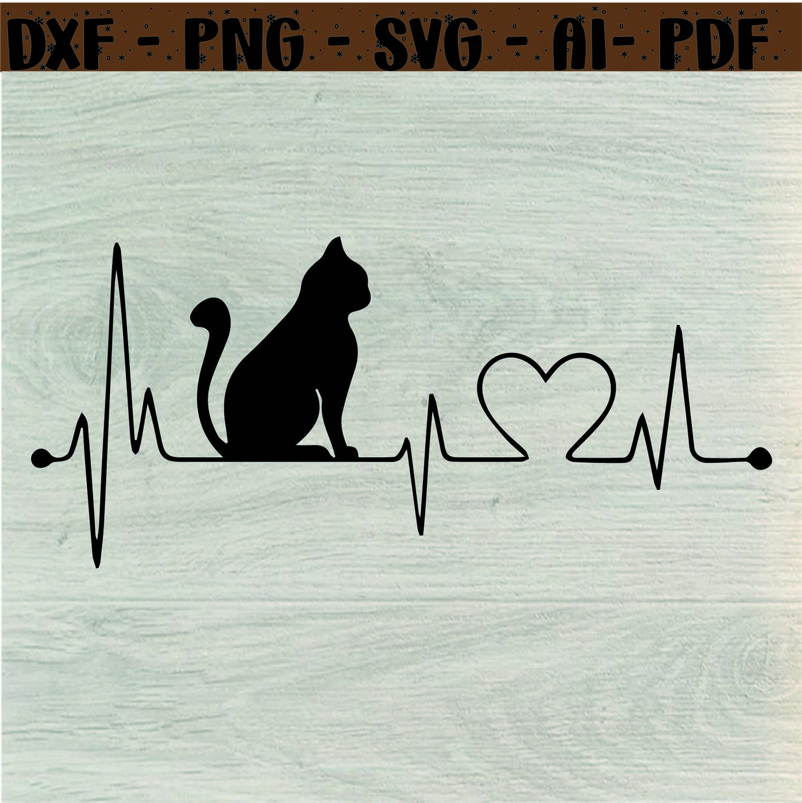 Cat Heartbeat SVG, Cat Stethoscope, Heartbeat Tshirt Graphic, Cat ...