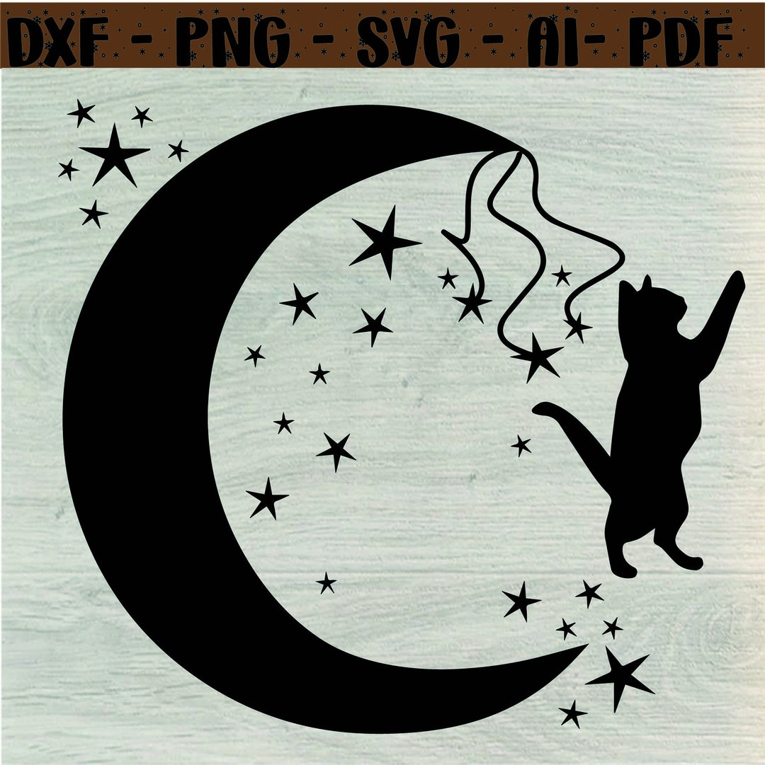 Moon Cat Svg, Mystical Black Cat Png, Moon and Cat Svg, Black Cat ...