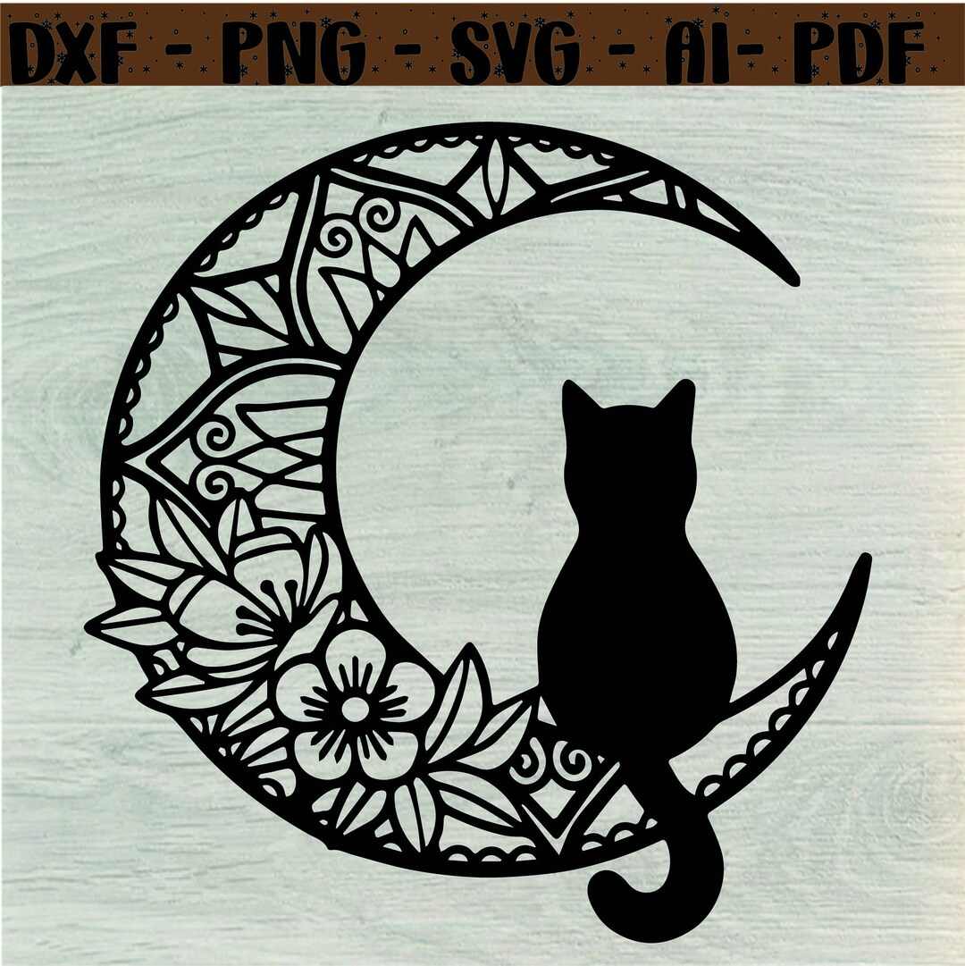 Cat Moon Svg , Cat Moon , Moon Svg ,floral Cat Svg Bundle, Cat With ...