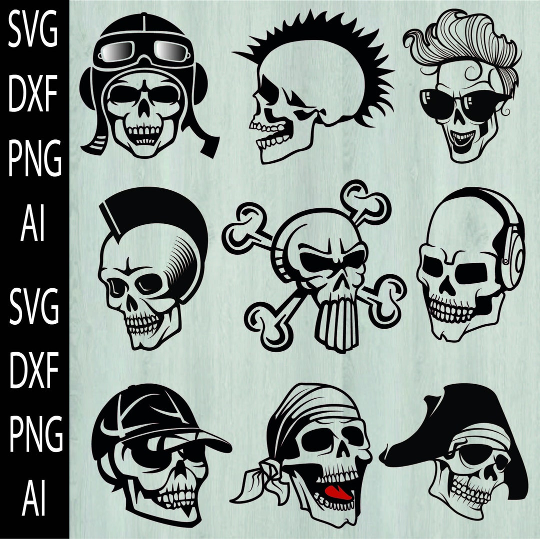 Skull Svg Bundle, Skull Png Files, Sugar Skulls Svg, Skull Clipart ...