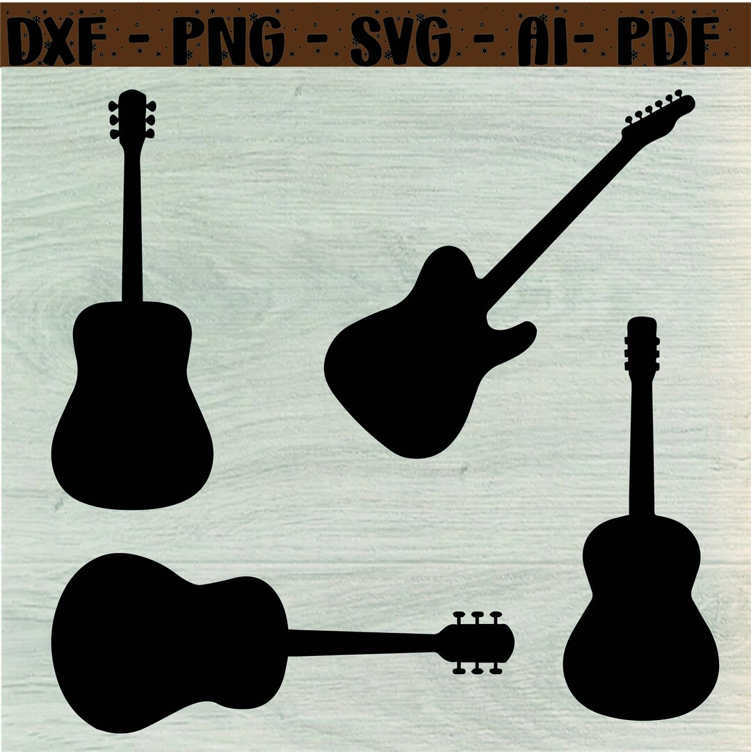 Guitar Cut File - Digital Files - Guitar SVG - Guitar DXF - Guitar PNG ...