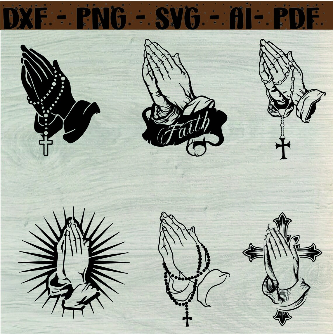Praying Hands SVG Design, PNG Dfx, Great for T-shirts, Decals, Stickers ...