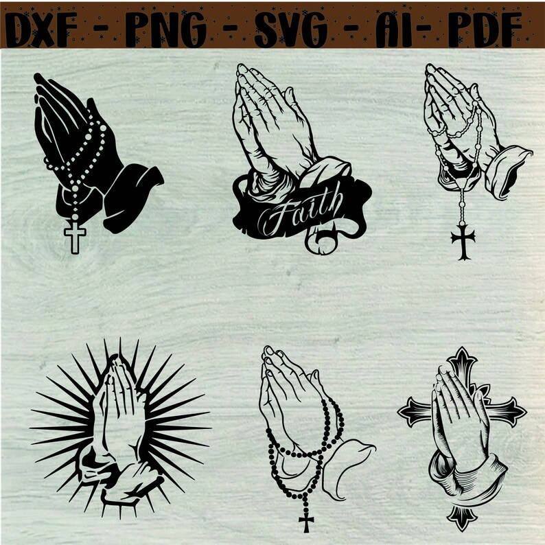 Praying Hands SVG Design, PNG Dfx, Great for T-shirts, Decals, Stickers ...