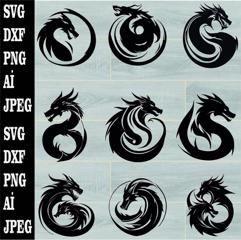 Dragon SVG Bundle, Dragon PNG Bundle, Dragon Clipart, Dragon SVG Cut ...
