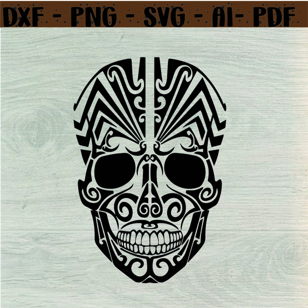 Tribal Skull Svg Dxf Png, Tattoo Design Skull Clipart, Evil Scary ...