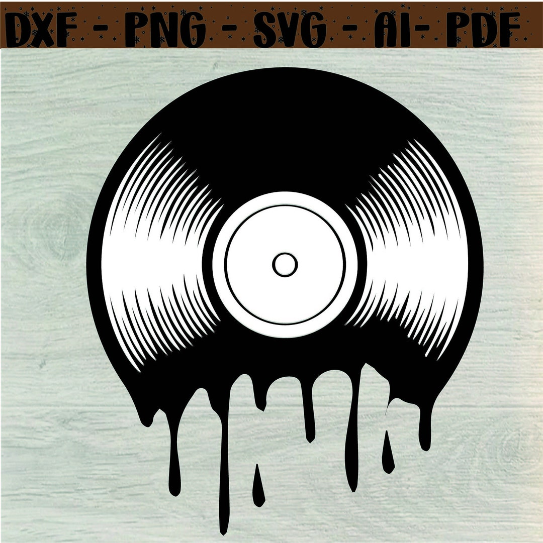 Dripping Record,vinyl Record SVG, Vinyl Record PNG, Long Play Clipart, Vintage Record Cut File ...
