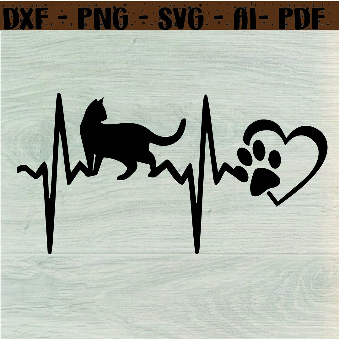 Cat in Heart SVG, Cat Paws SVG, Cat Footprints SVG, Cat Lover Svg, Cat ...