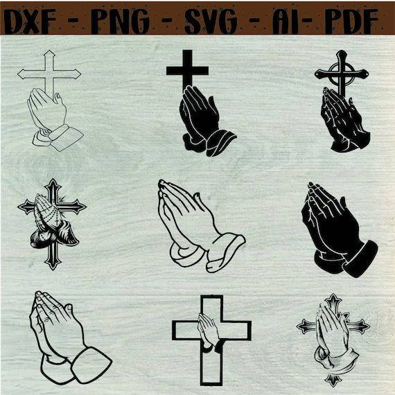 Religious Svg Cross Clipart Digital Download God Svg Praying Hands