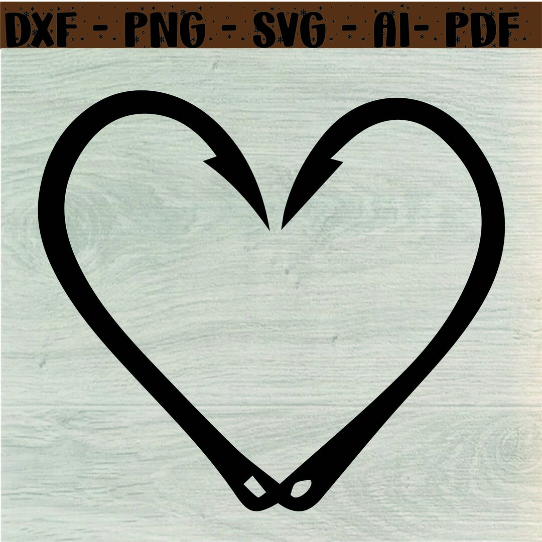 Heart Fishing Rod Silhouette SVG Svg Heart Fishing Rod - Etsy