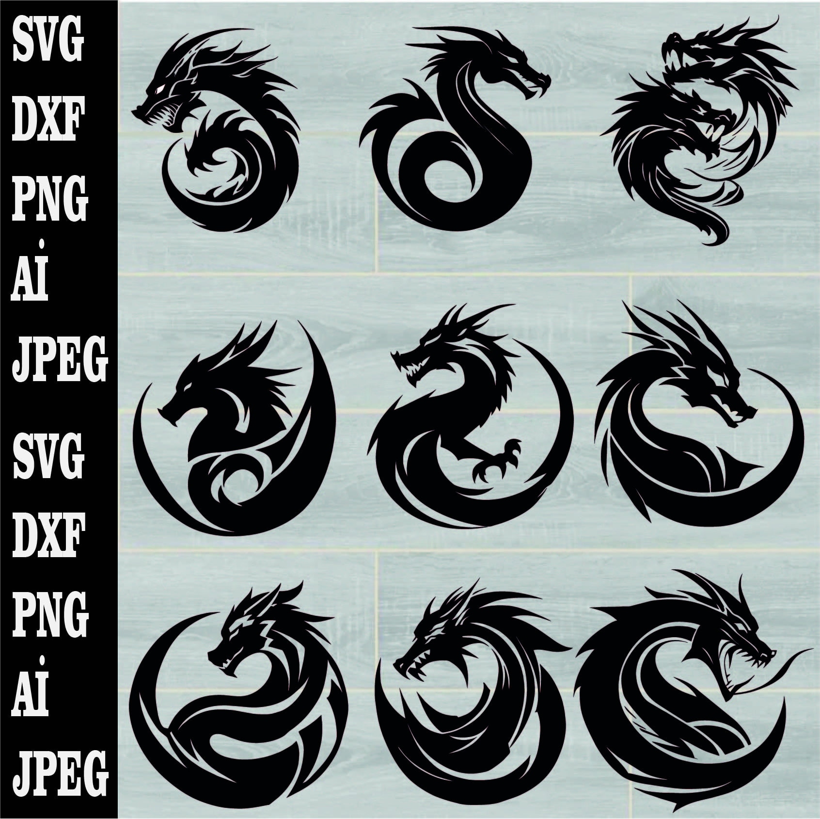 Dragon SVG, Dragon SVG Bundle, Dragon Clipart, Dragon Vector, Dragon ...