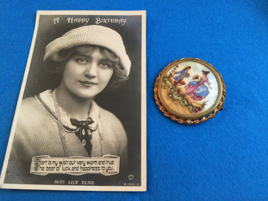 A Beautiful Vintage Signed Bijoux Limoges Large Porcelain Gilt Brooch ...