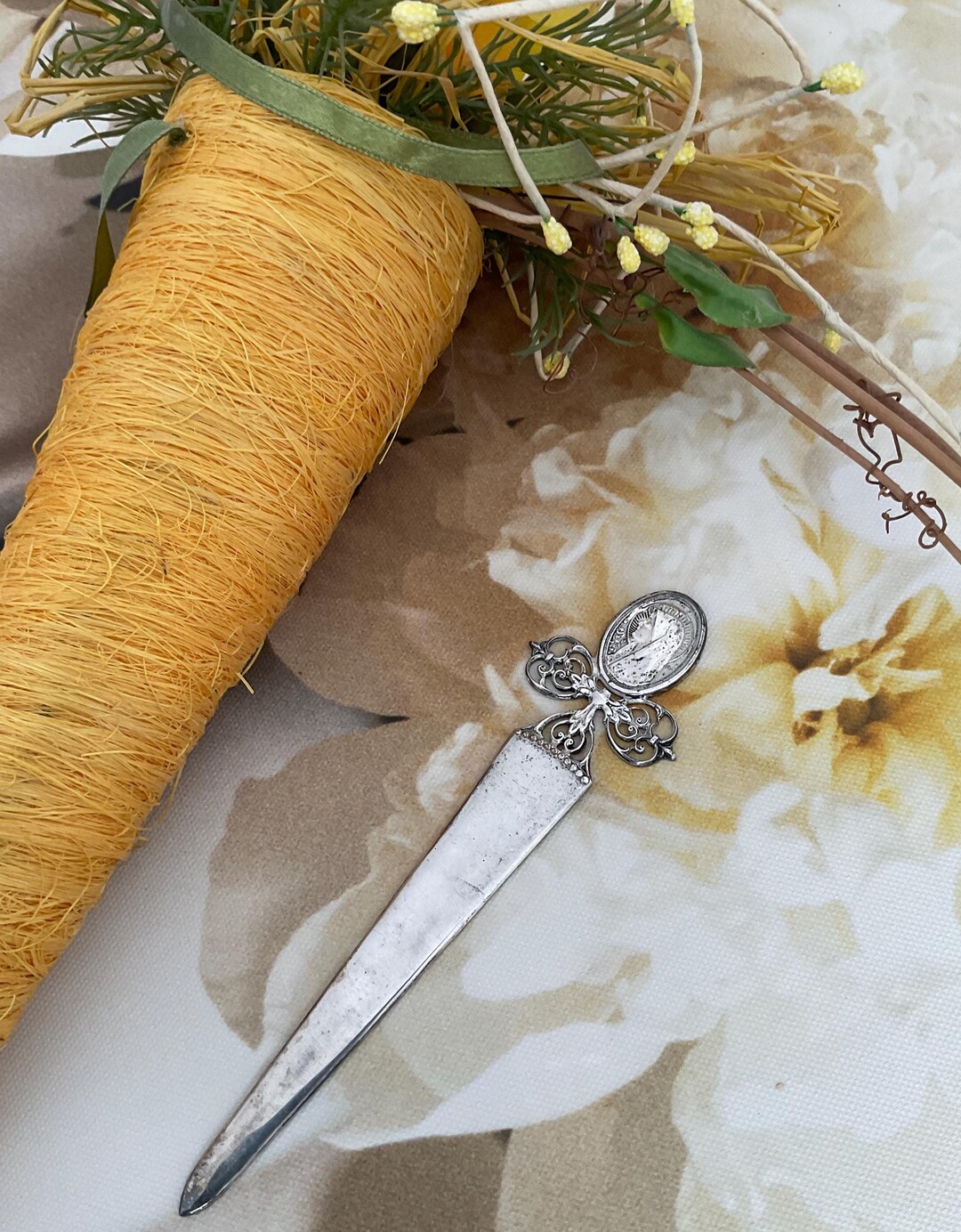 Pretty Religious Vintage Silver Scrolls French Letter Opener Catholic ...