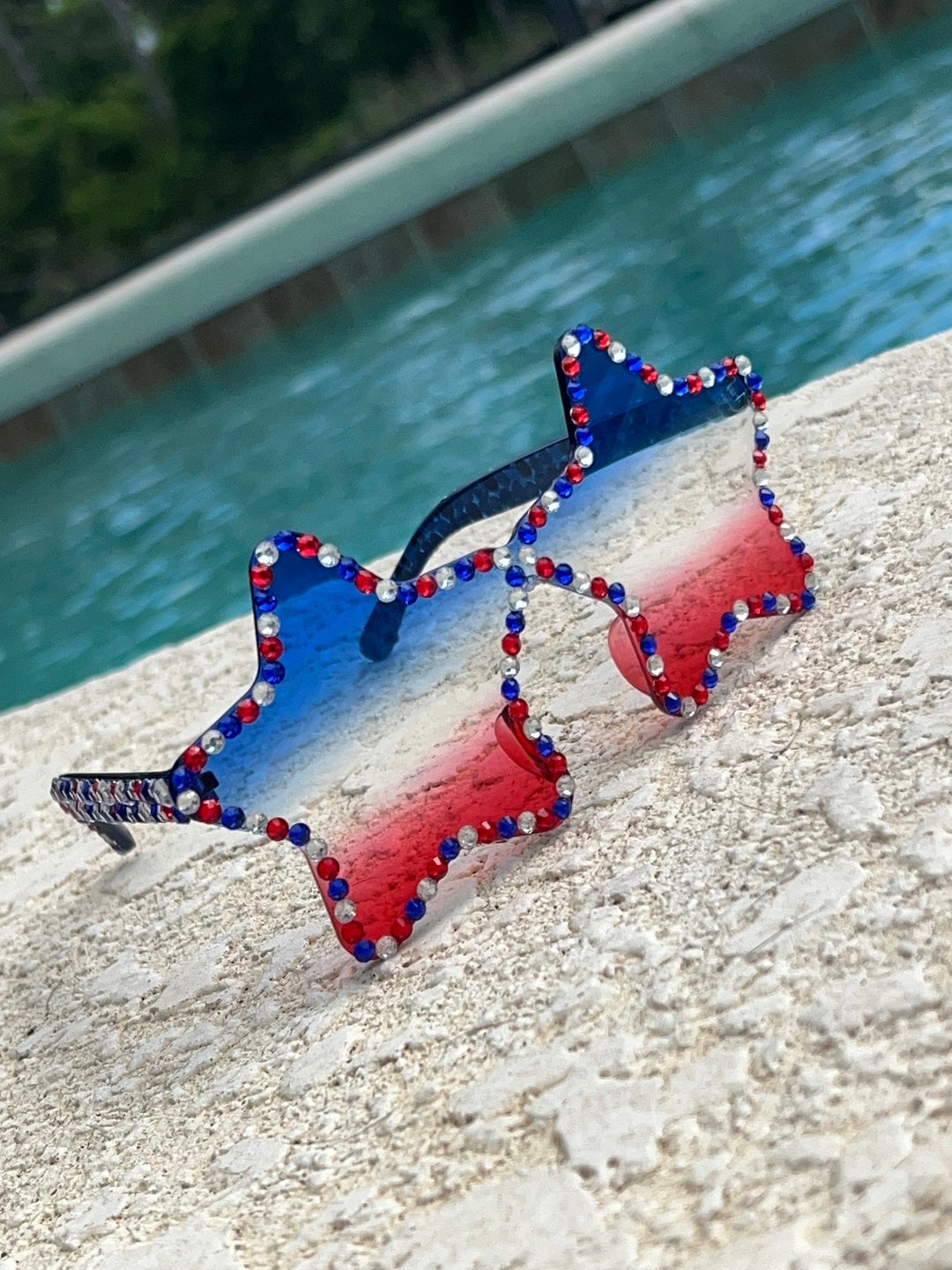 Bling Red, White & Blue Star Sunglasses - Etsy